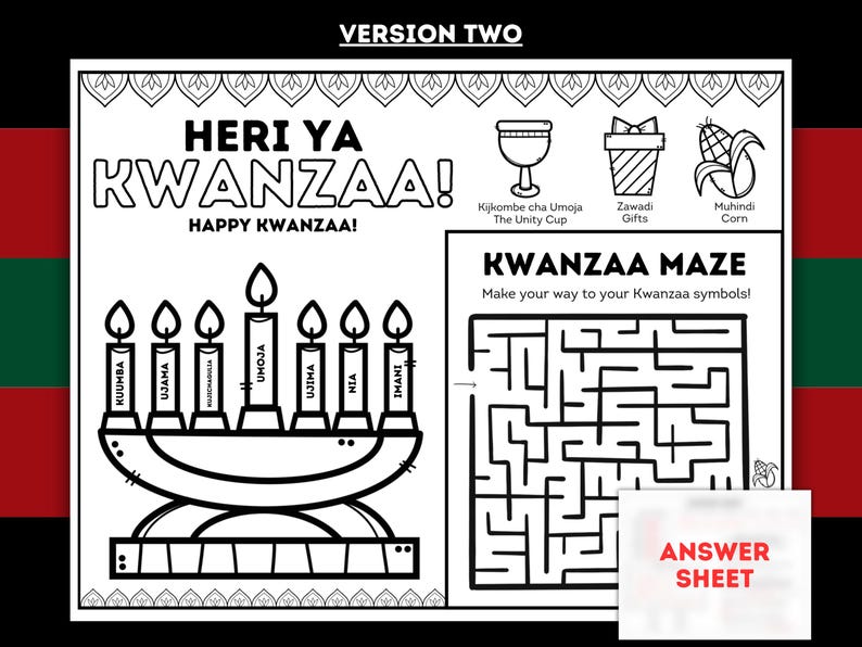Kwanzaa Kids Coloring and Activities Pages, Printable Kwanzaa Kids ...