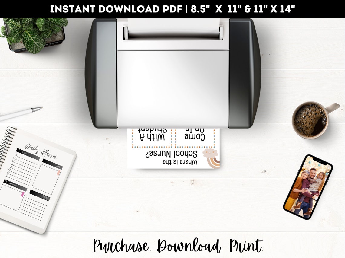 Printable Boho School Nurse Door Sign, Where is the School Nurse Sign ...