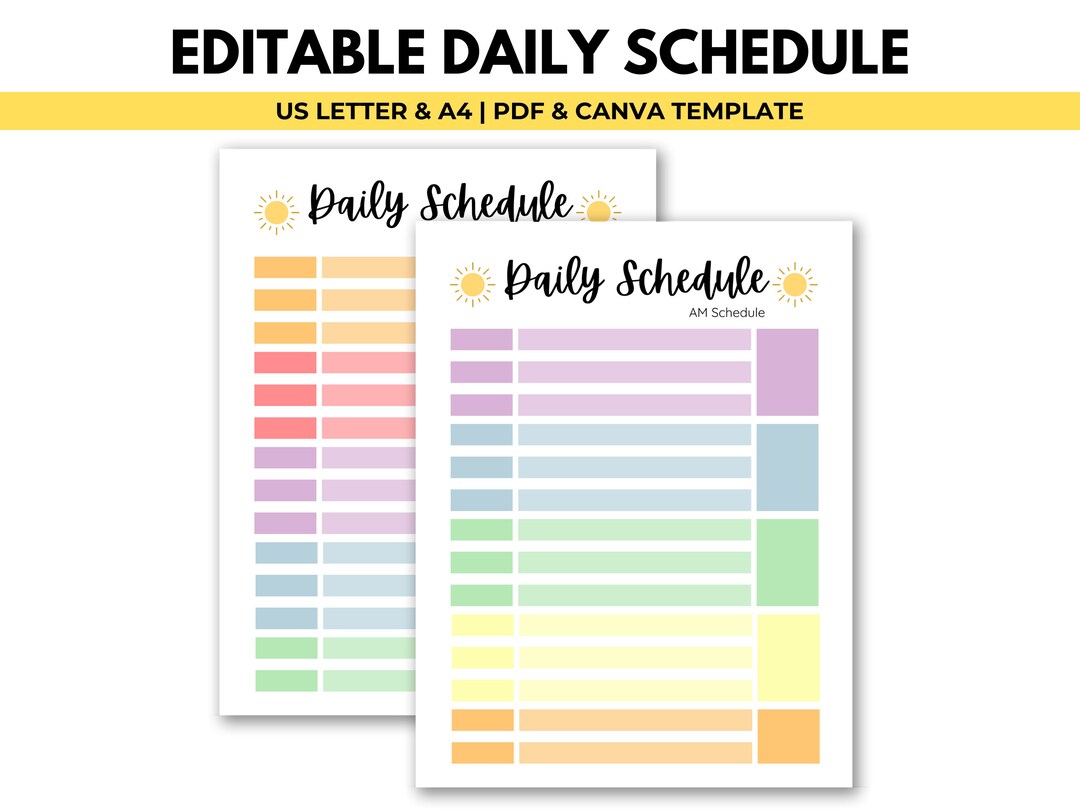 Kids Daily Schedule Template Printable, Homeschool Mom Daily Routine ...