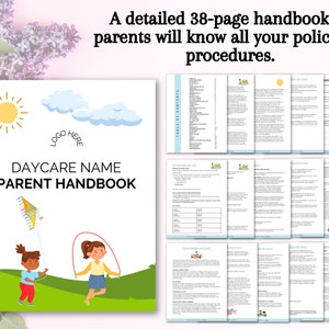 Editable Daycare Parent Handbook Template, Childcare Policy and ...