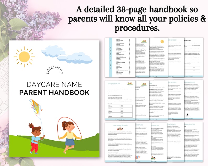 Editable Daycare Parent Handbook Template, Childcare Policy and ...