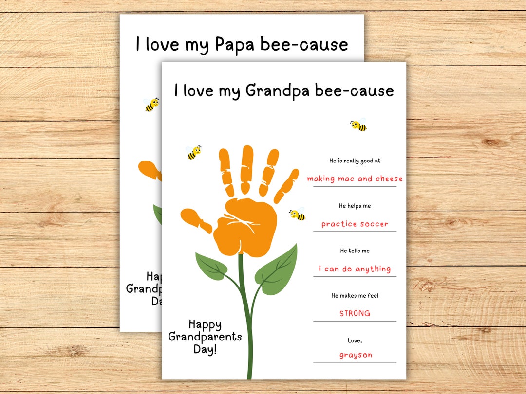 I Love My Grandpa Grandparents Day Handprint Craft, Grandparents Day ...