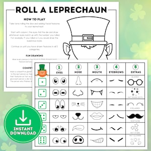 Roll a Leprechaun Game, Build a Leprechaun Printable, Draw a Leprechaun ...
