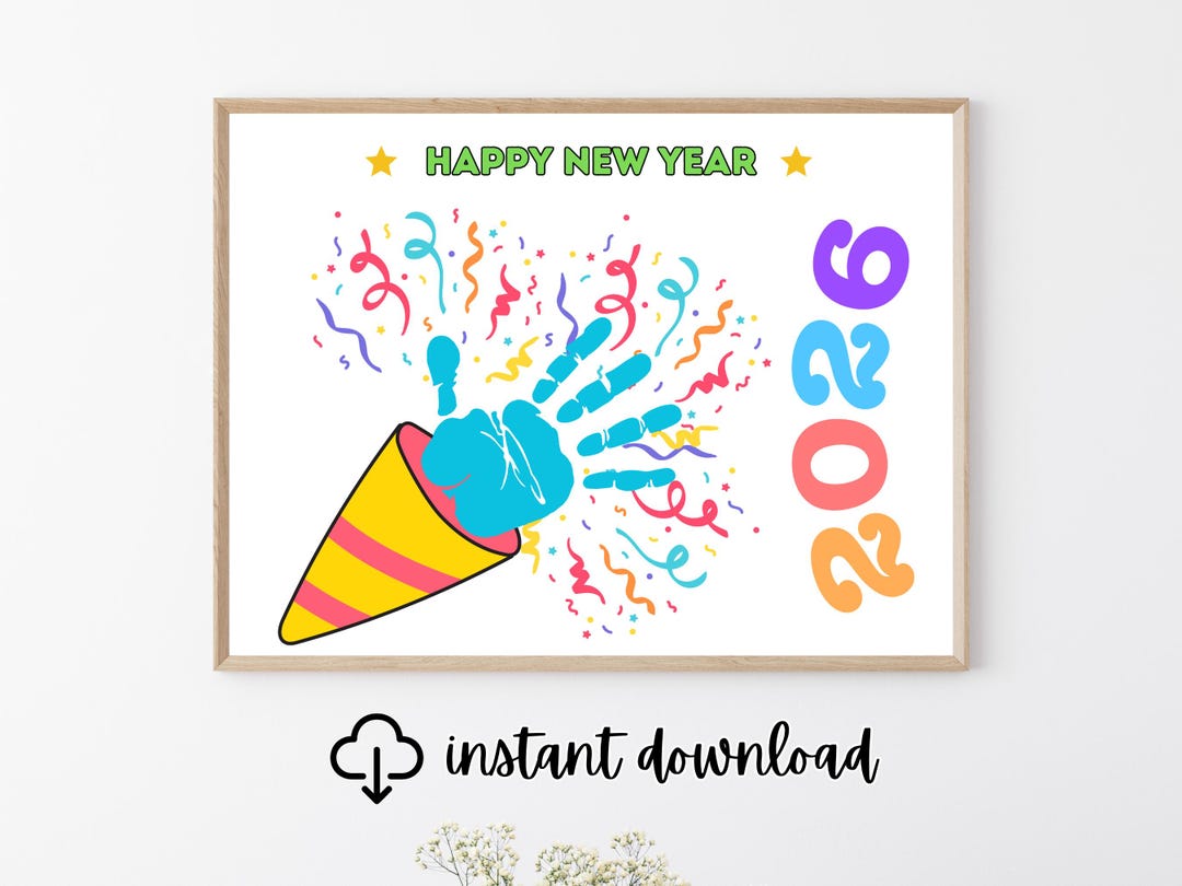 New Years Party 2026 Handprint Footprint Art Craft, Handprint Memory ...