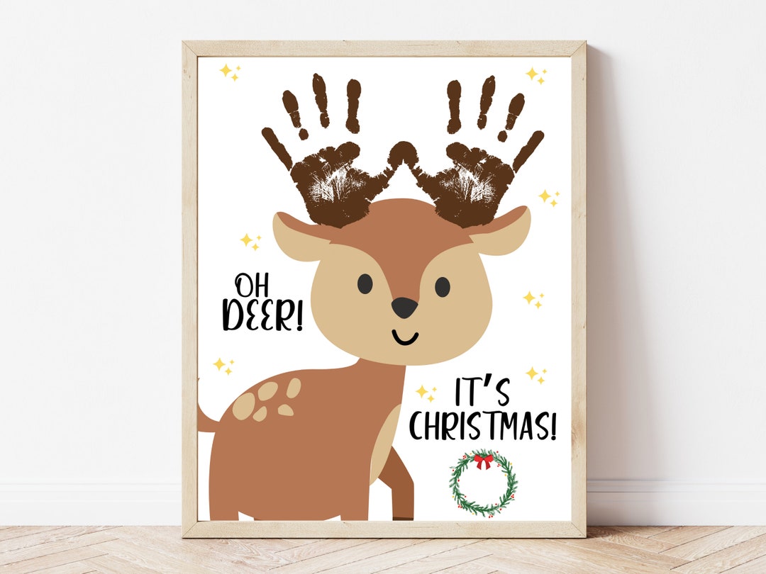 Oh Deer Handprint Footprint Art Craft, Holiday Handprint Art, DIY Craft ...
