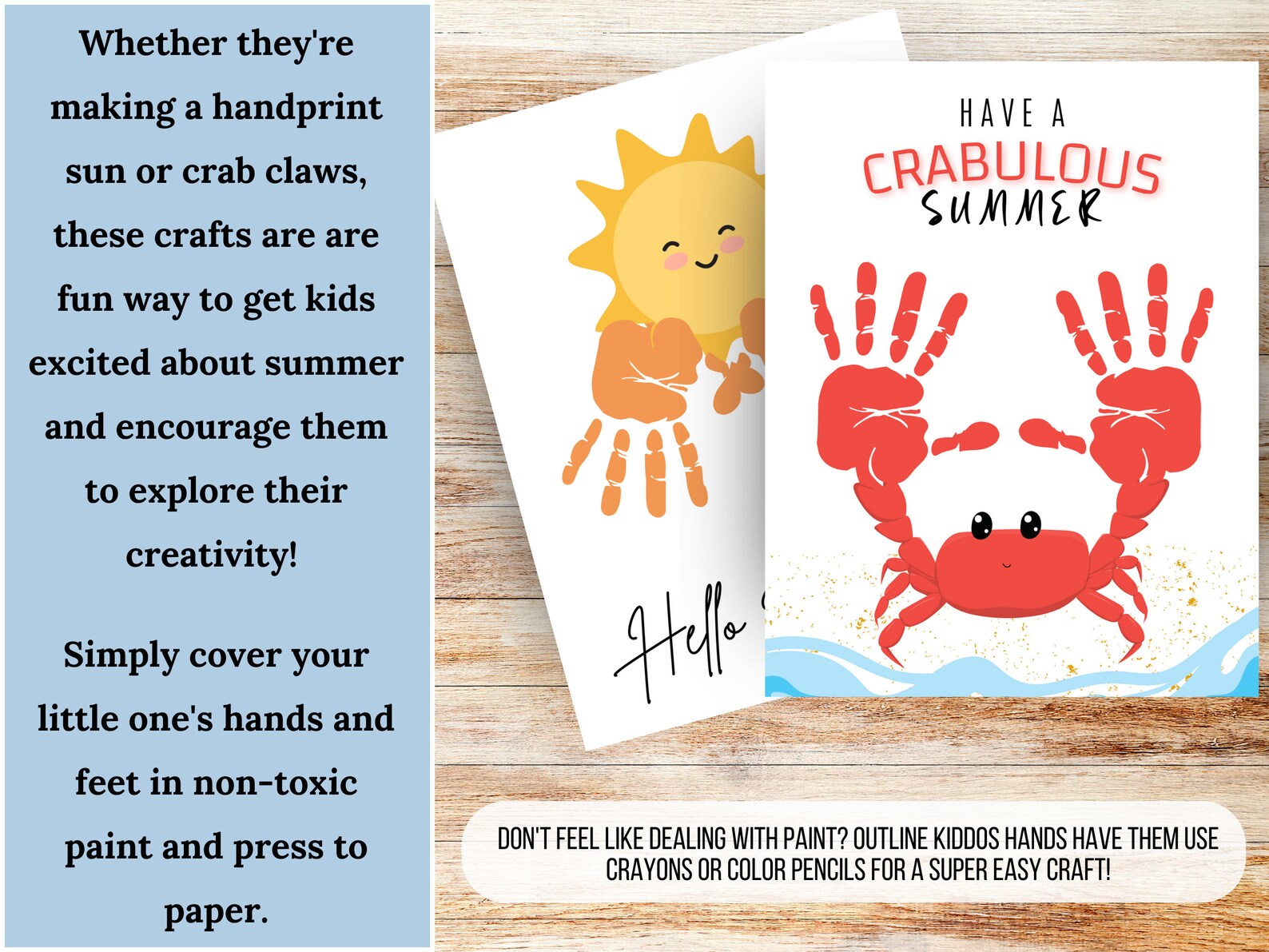 Summer Handprint Craft for Kids Printable Summer Art for Kids Handprint ...