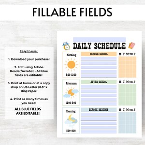 Home School Daily Routine Template Editable Homeschool - Etsy