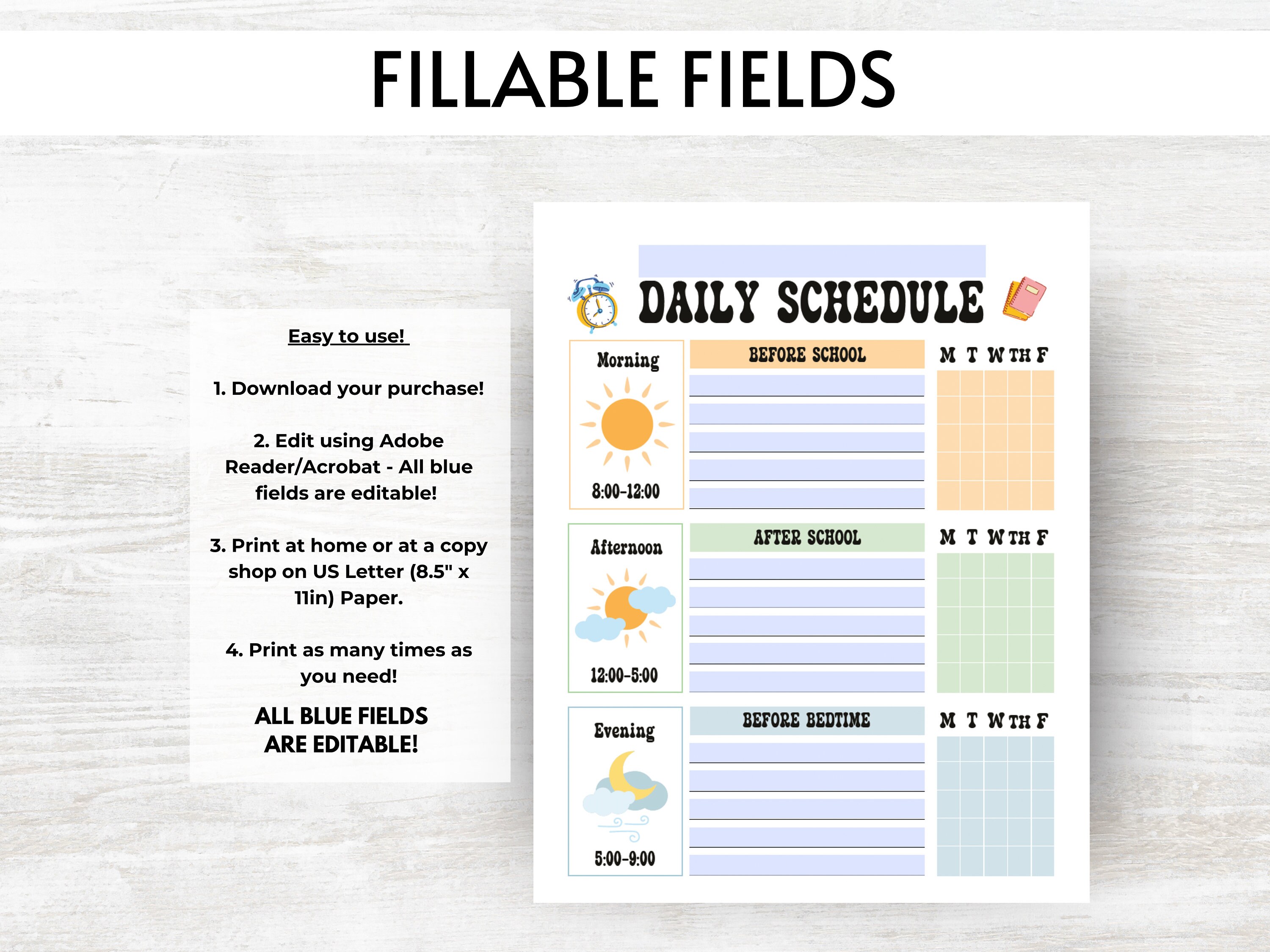 Home School Daily Routine Template Editable Homeschool - Etsy