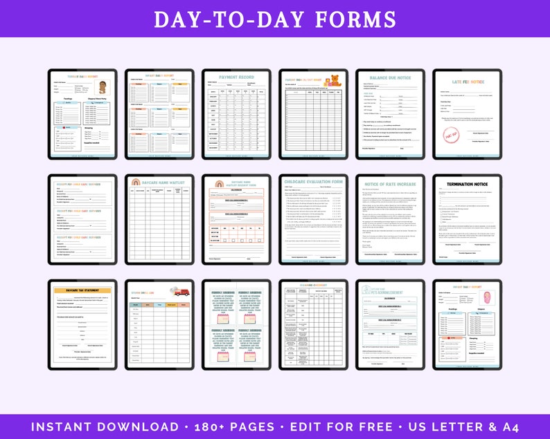 Opening a Home Daycare Starter Kit, Daycare Forms, Childcare Forms ...