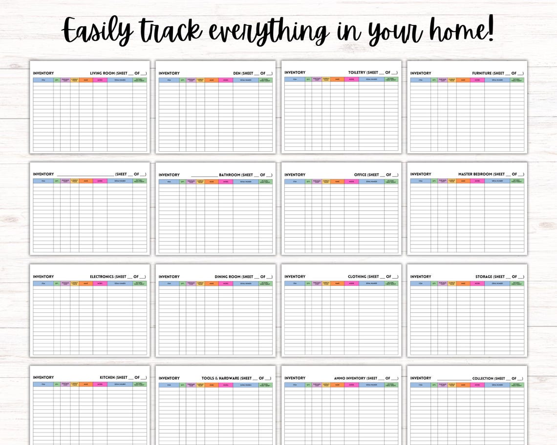 Household Inventory Log, Printable Home Inventory Tracker, Cleaning ...