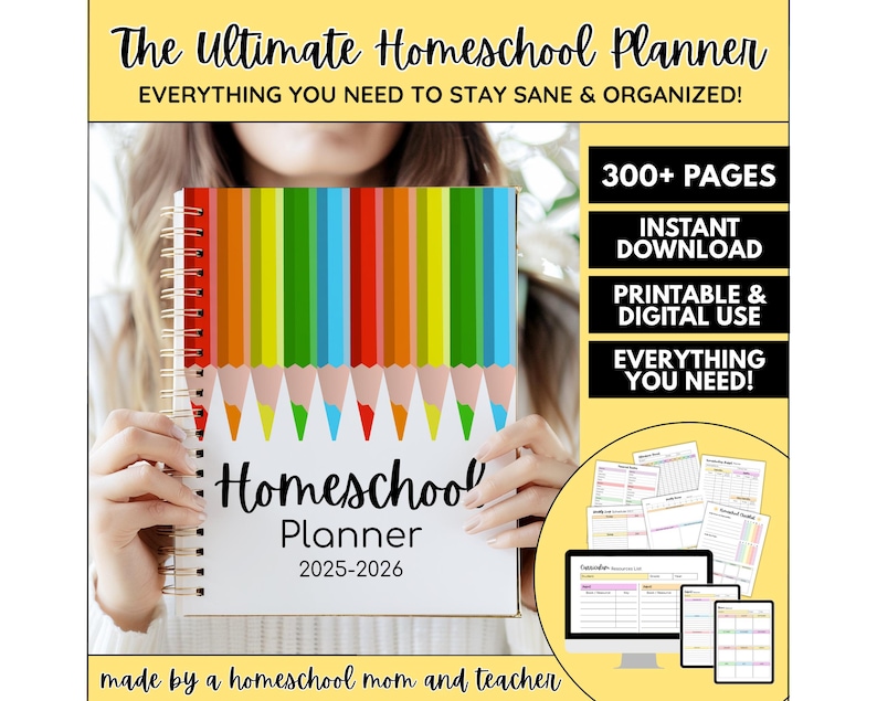 Digital Homeschool Planner for Multiple Kids Printable 2026 2027 2028 ...