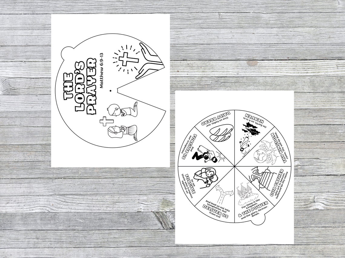 The Lord's Prayer Coloring Wheel Printable Bible Lesson Kids Crafts ...