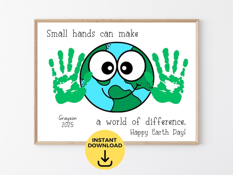 Earth Day Handprint Art, Printable Earth Day Craft, Earth Day ...
