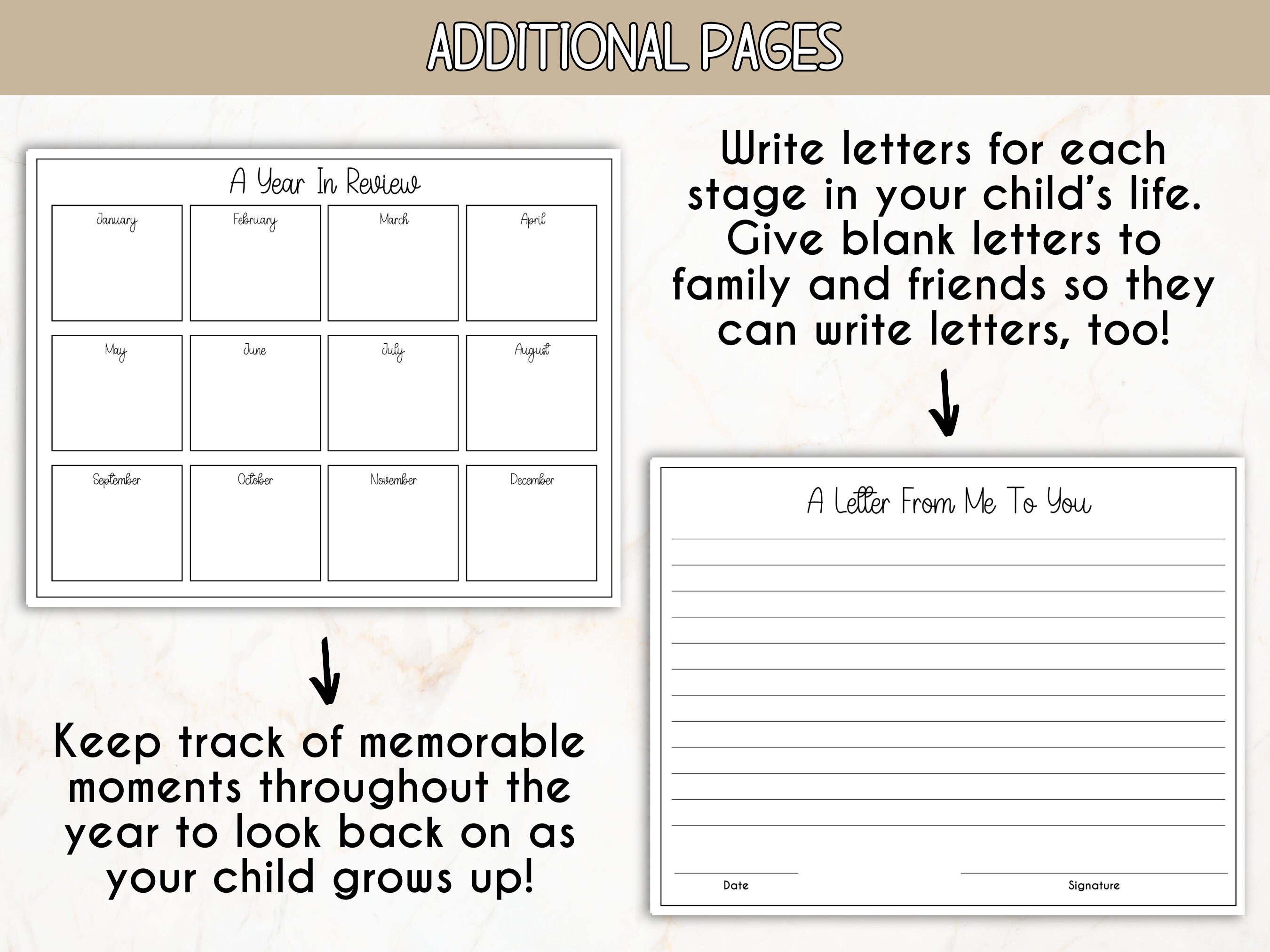 Printable Memory Box Filing System, Kids Questionnaire Milestone Tote ...