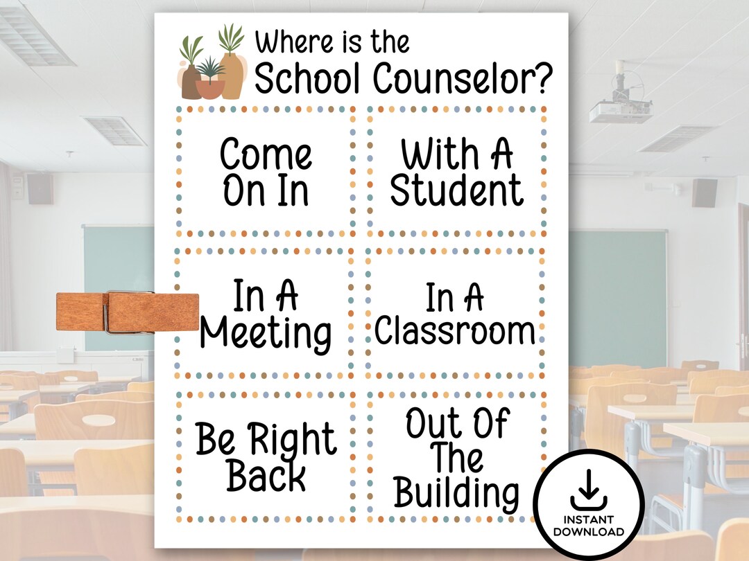 Printable School Counselor Door Sign, Where is the Guidance Counselor ...