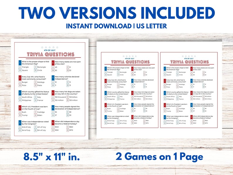 4th of July Trivia, 4th of July Quiz, USA Trivia Game American Quiz ...