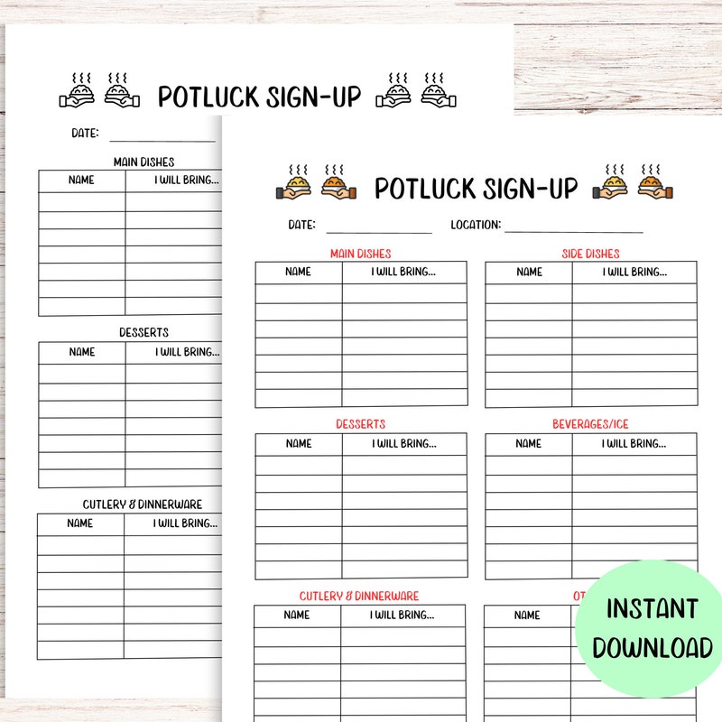 Brunch Sign up Sheet - Etsy