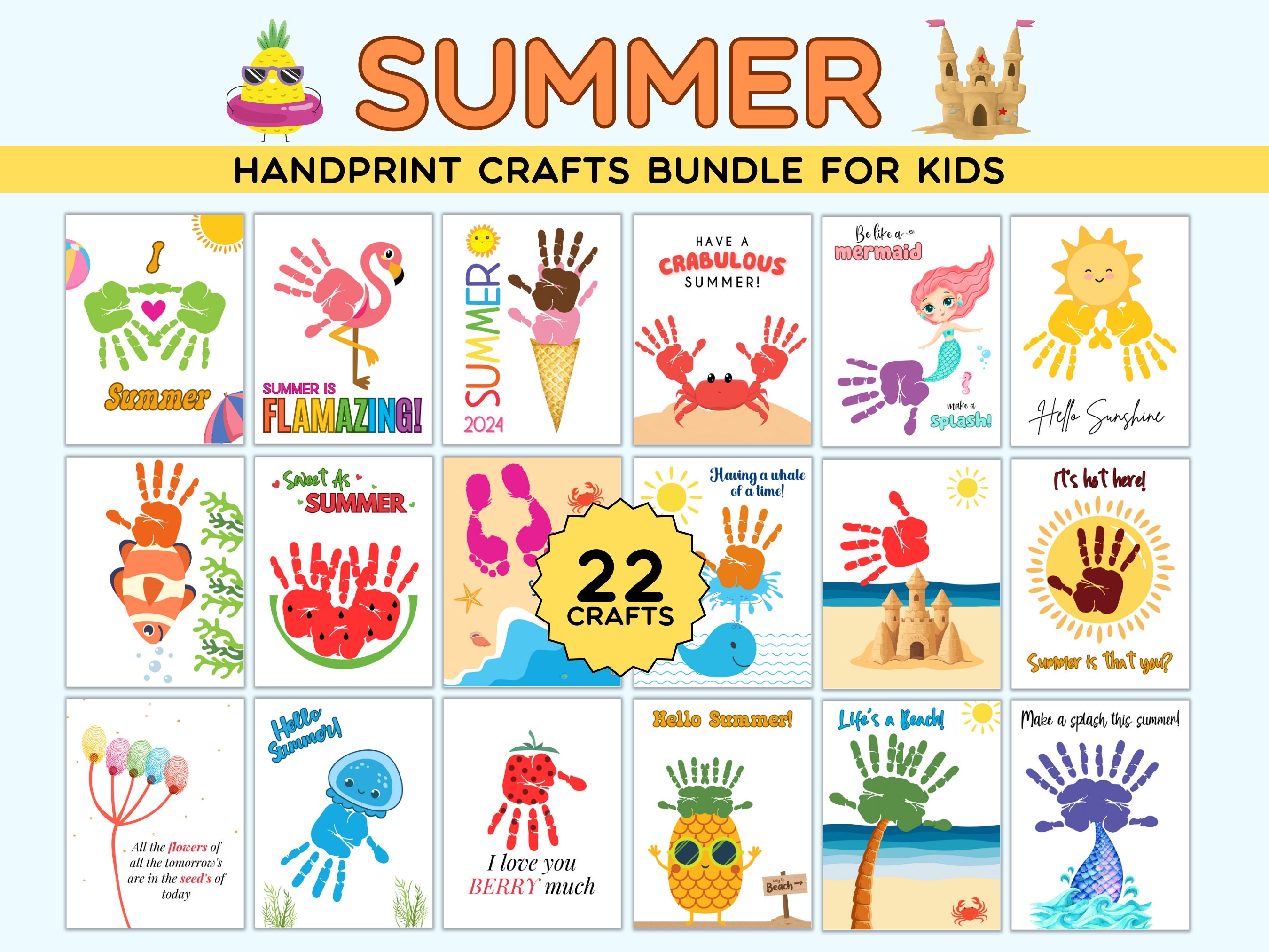 Summer Handprint Craft for Kids Printable Summer Art for Kids Handprint ...