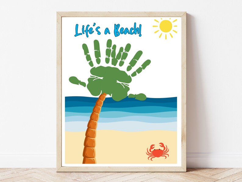 Beach Handprint Craft for Kids, Printable Summer Art for Kids, Summer ...