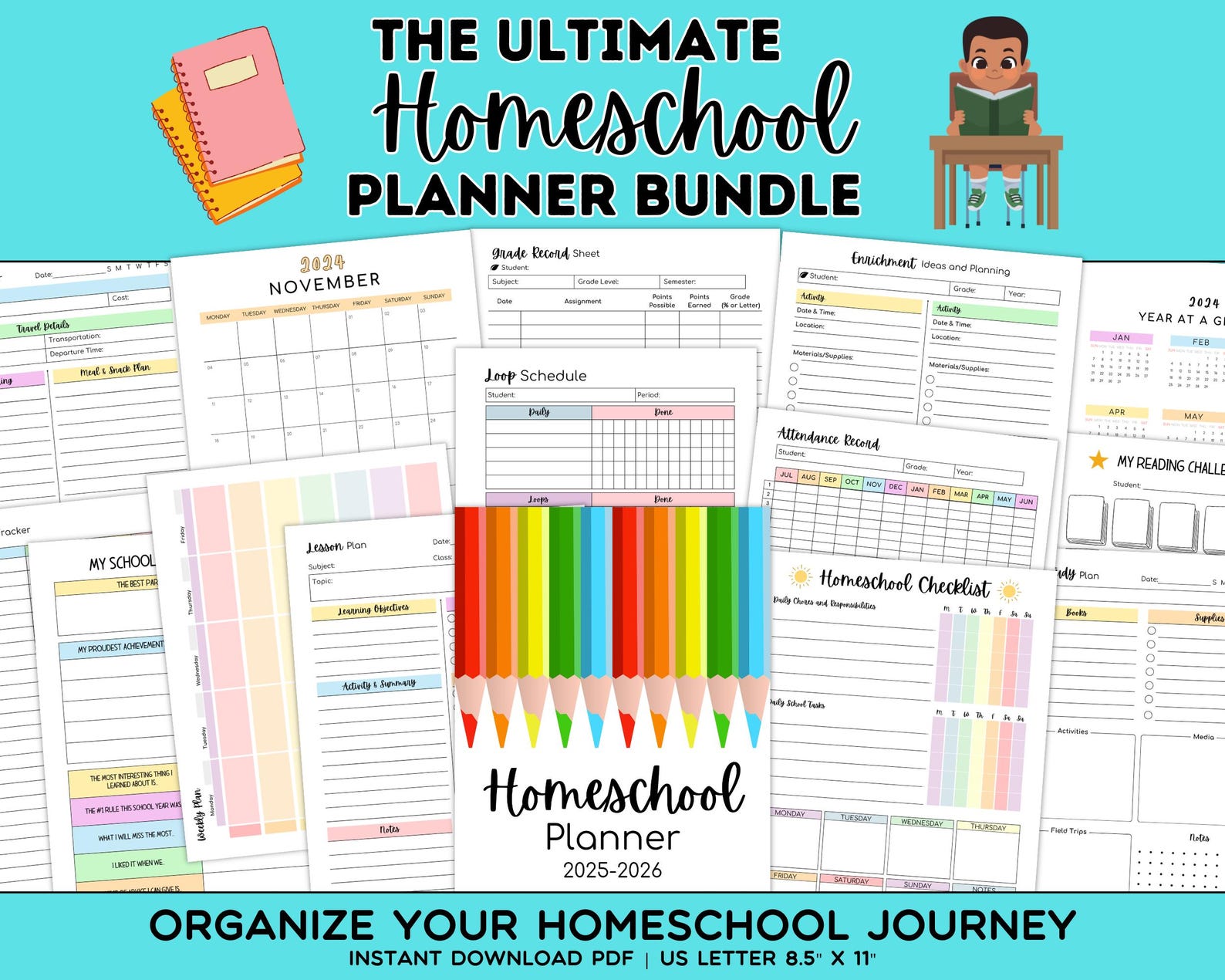 Digital Homeschool Planner Printable 2026 2027 2028, Homeschool Mom ...