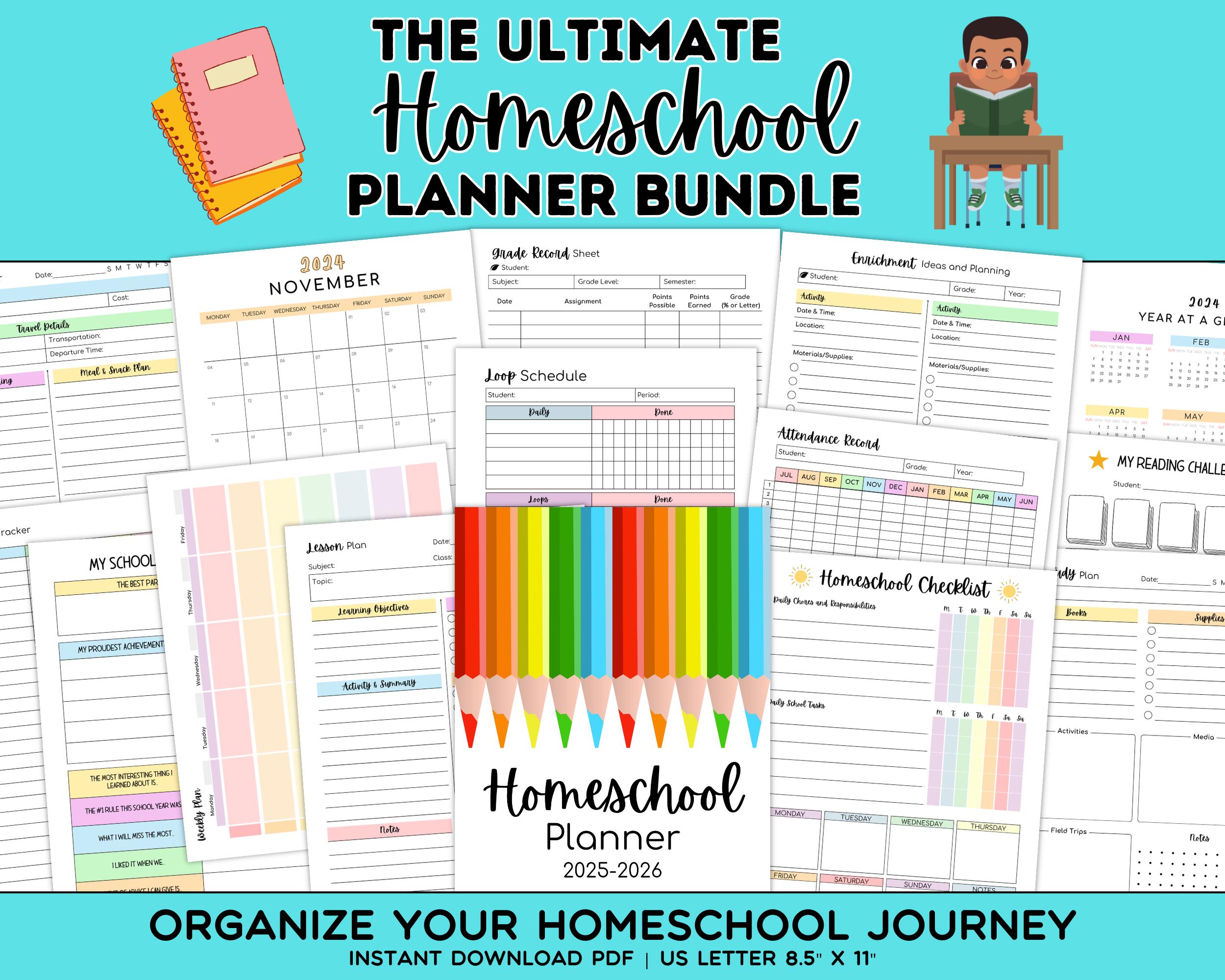 Digital Homeschool Planner Printable 2026 2027 2028, Homeschool Mom ...