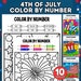 4th of July Color by Number Coloring Page for Kids, Independence Day ...