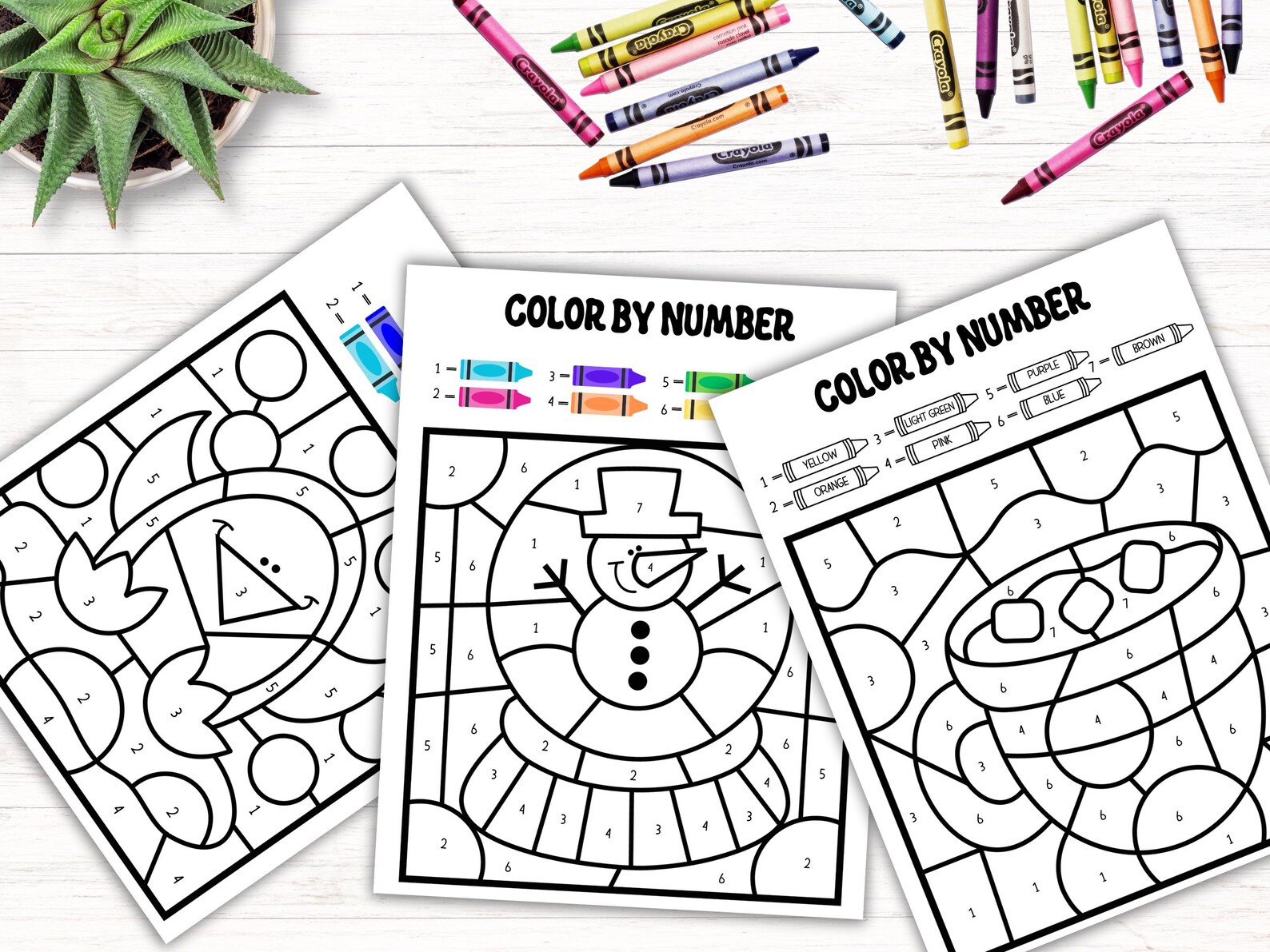 Winter Color by Number, Winter Coloring Pages, Holiday Crafts for Kids ...