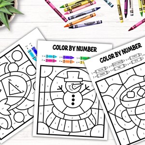 Winter Color by Number, Winter Coloring Pages, Holiday Crafts for Kids ...