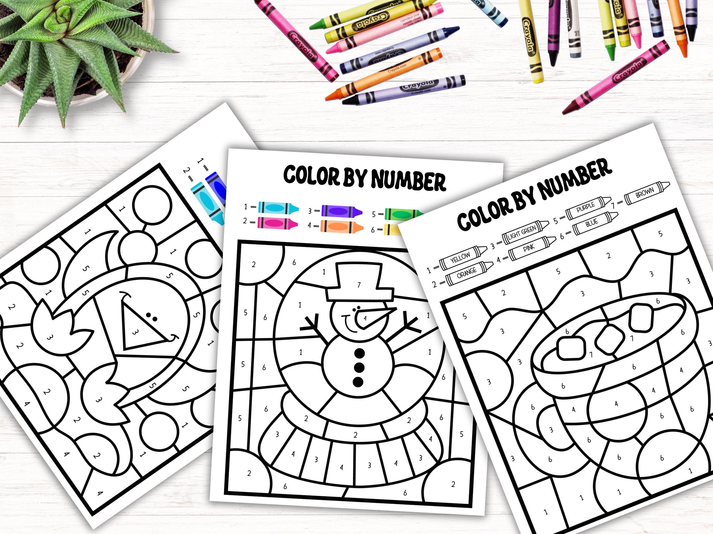 Winter Color by Number, Winter Coloring Pages, Holiday Crafts for Kids ...