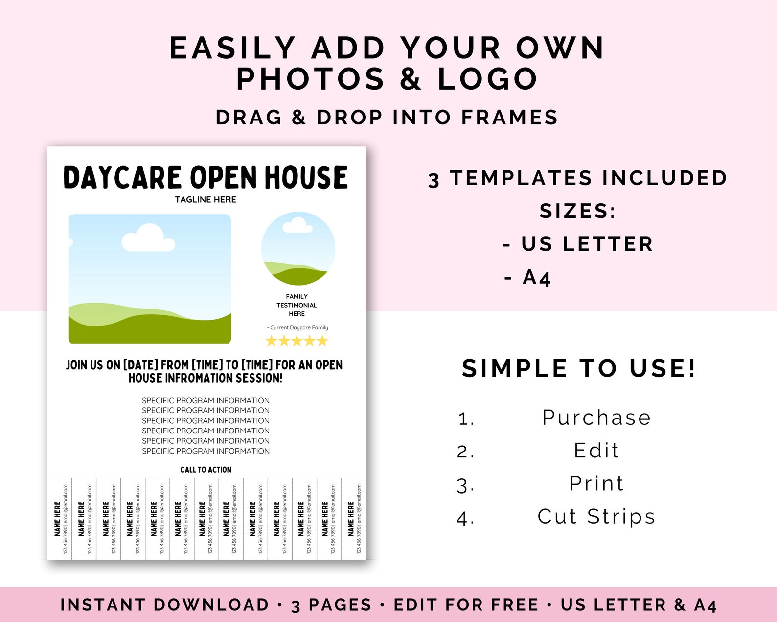 Editable Daycare Marketing Flyer, Childcare Advertising Poster, Summer ...