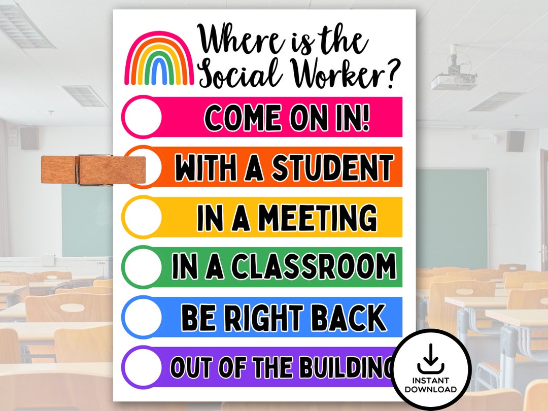 Printable Social Worker Door Sign, Where is the Social Worker Sign ...