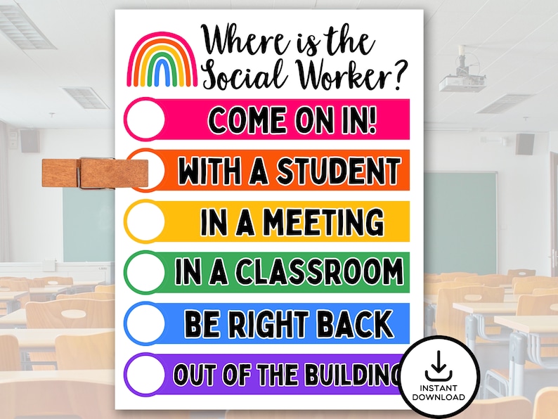Printable Social Worker Door Sign, Where is the Social Worker Sign ...