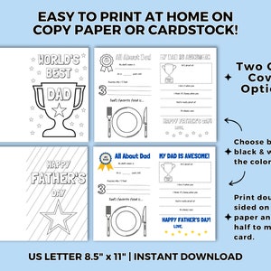 All About Dad Printable Coloring Card for Father's Day Crafts for Kids ...