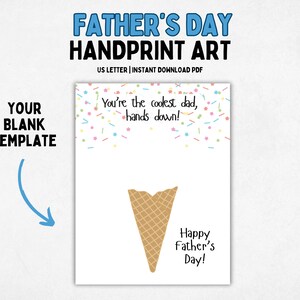 Father's Day Handprint Art, Ice Cream Cone Handprint Templates for Dad ...