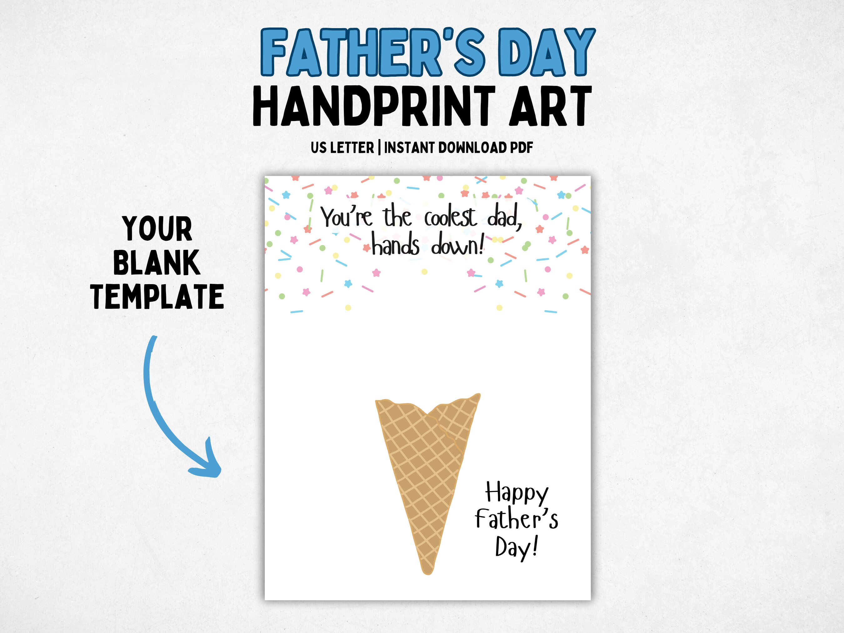 Father's Day Handprint Art, Ice Cream Cone Handprint Templates for Dad ...