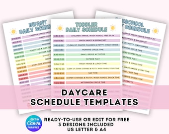 Daily Preschool/daycare Schedule Template EDITABLE - Etsy
