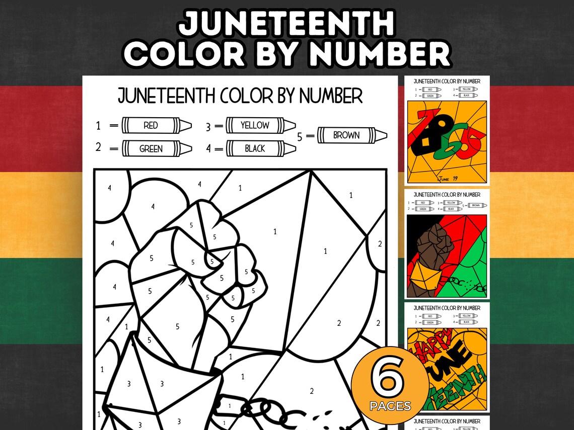 Juneteenth Color-by-number Coloring Page for Kids, Juneteenth ...