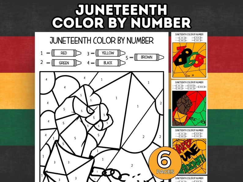 Juneteenth Color-by-number Coloring Page for Kids, Juneteenth ...