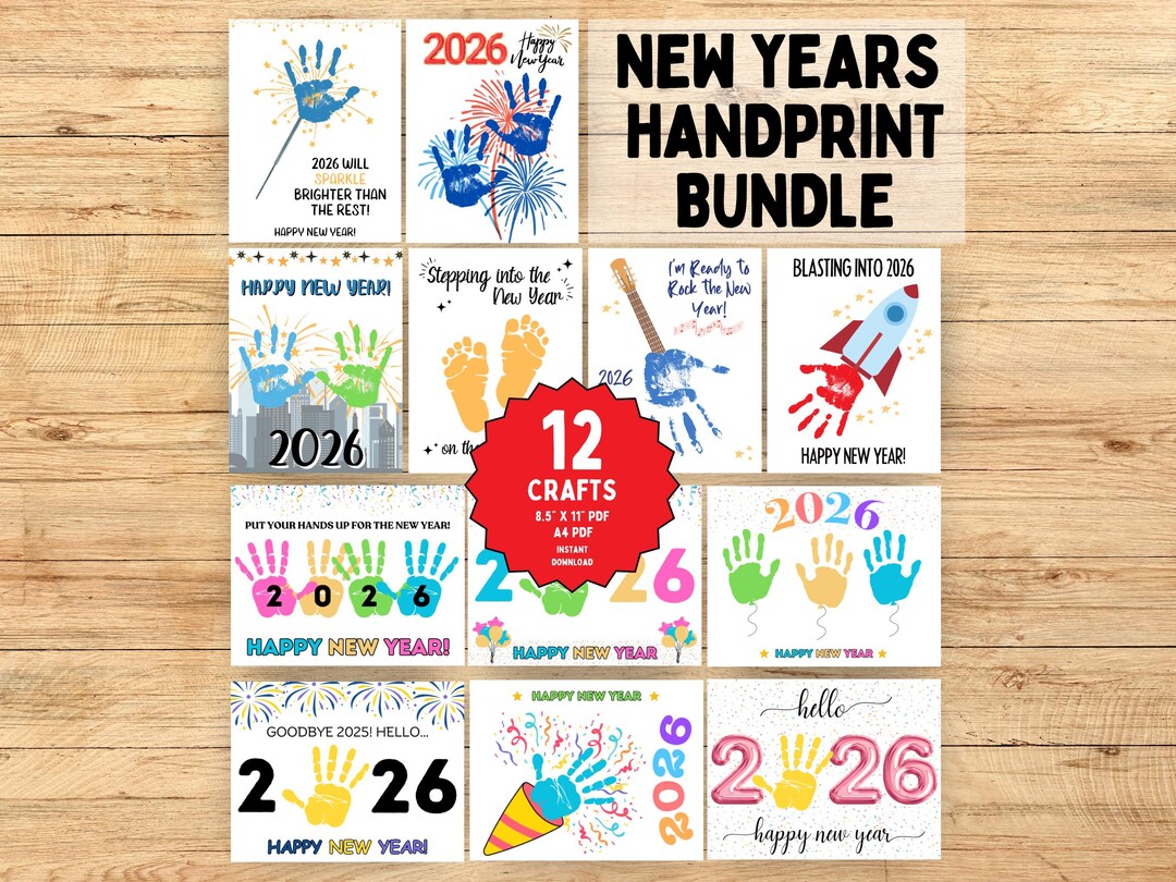 2026 New Years Handprint Art Printable for Preschool, 2026 Handprint ...