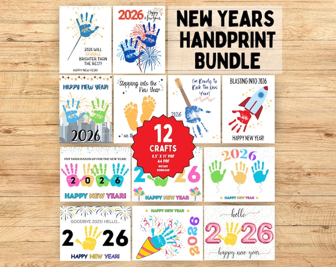 New Year 2026 Handprint Craft, Printable New Years Handprint Art ...