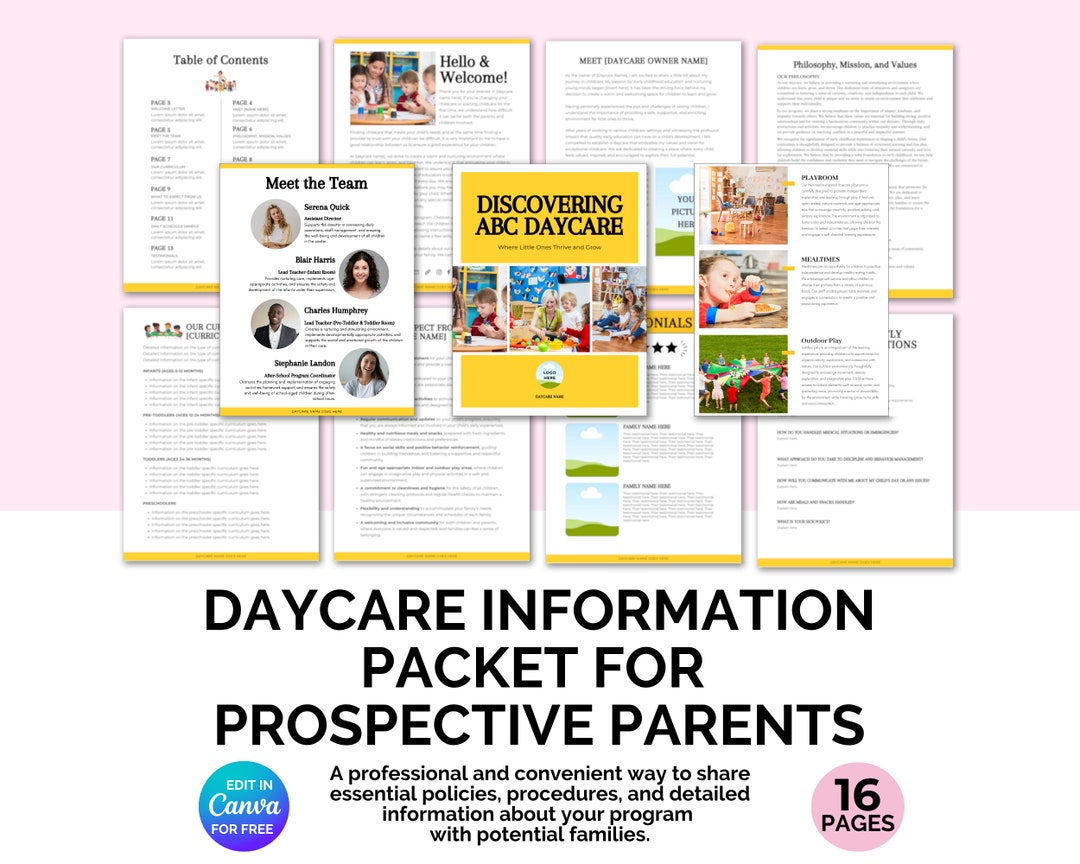 Daycare Information Packet, Childcare Center Information Packet for ...