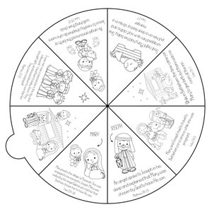 Nativity Story Coloring Wheel, Birth of Jesus Printable, Bible Lesson ...