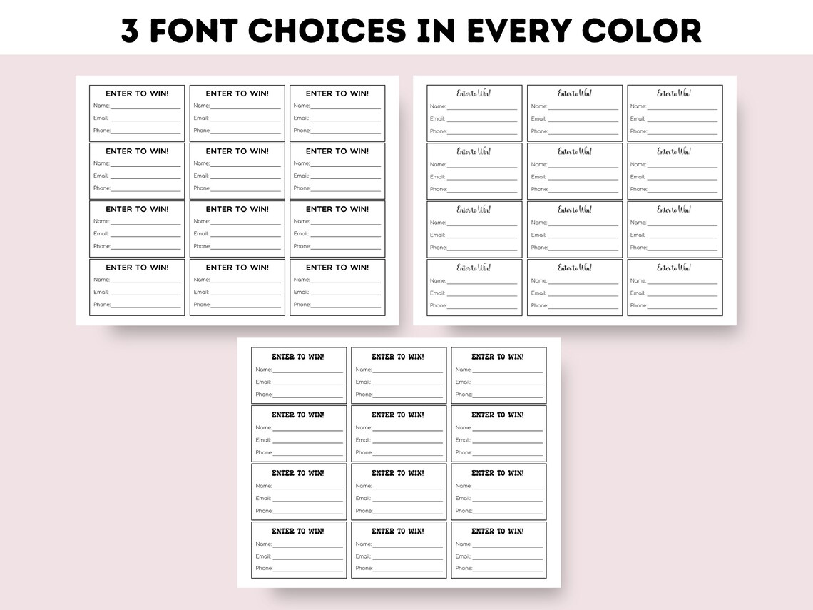 Printable Raffle Tickets, Enter to Win Tickets, Fundraiser Raffle ...