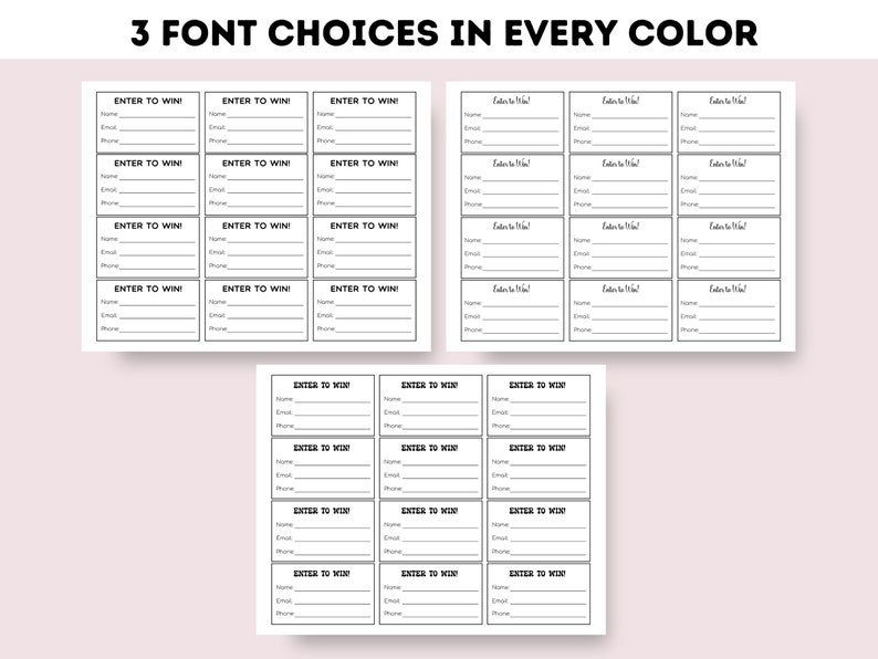 Printable Raffle Tickets, Enter to Win Tickets, Fundraiser Raffle ...