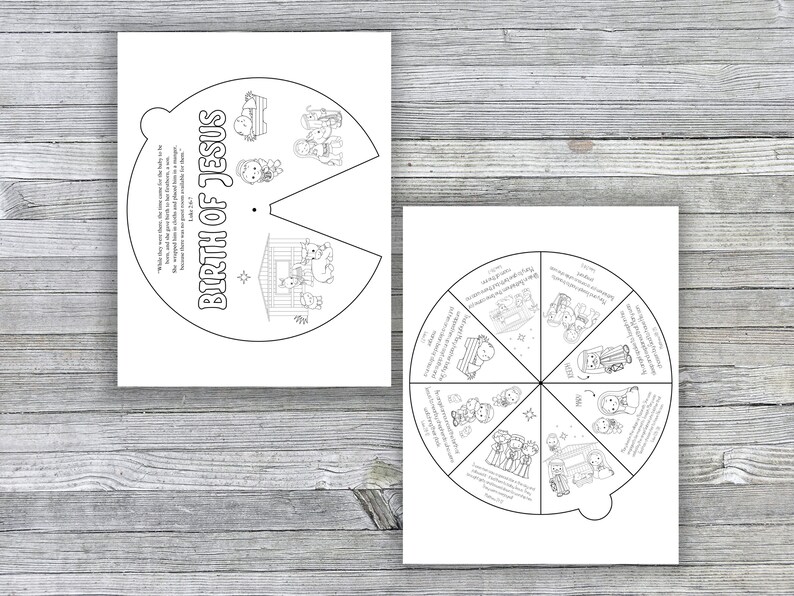 Nativity Story Coloring Wheel, Birth of Jesus Printable, Bible Lesson ...
