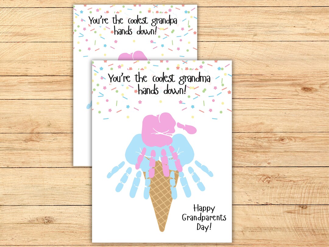 Ice Cream Grandparents Day Handprint Craft, Grandparents Day Art ...