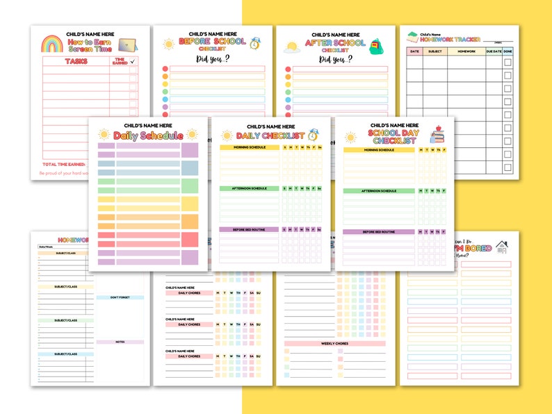 Editable School Planner Kids Printable, Back to School Bundle ...