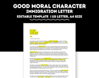 Good Moral Character Letter for Immigration Template, Character ...