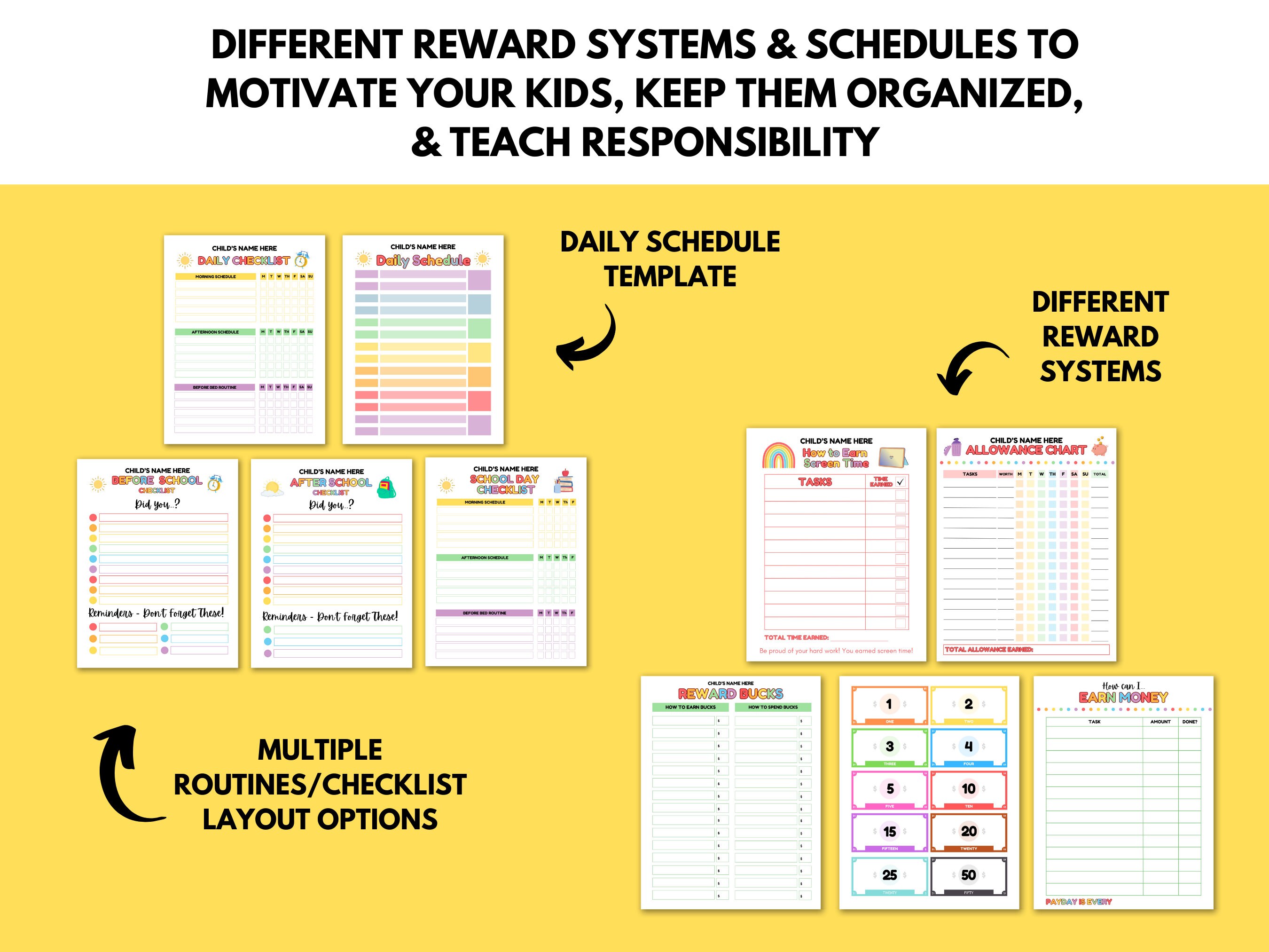 Editable Chore Chart for Multiple Kids, Kids Daily Routine ...