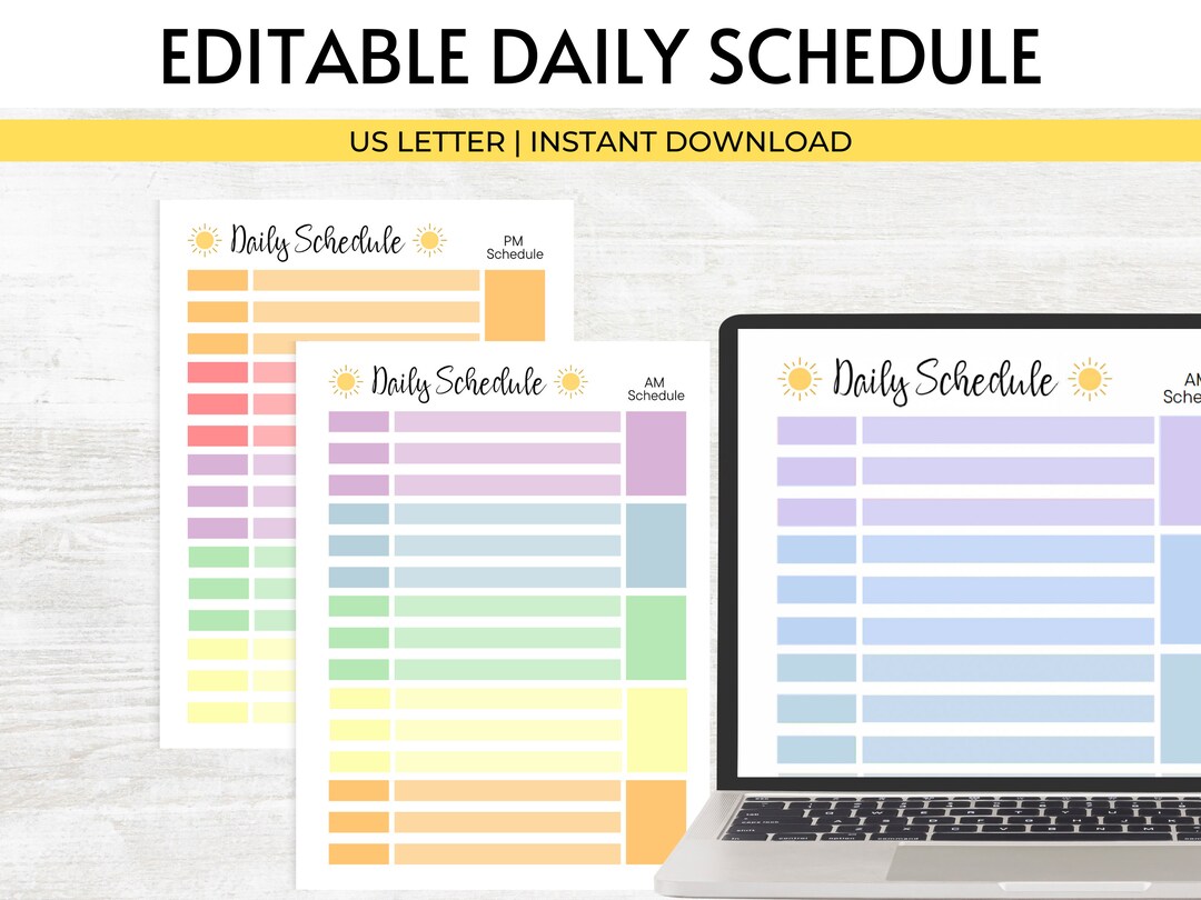 Editable Daily Schedule Printable, Kids Summer Schedule, Daily Schedule ...